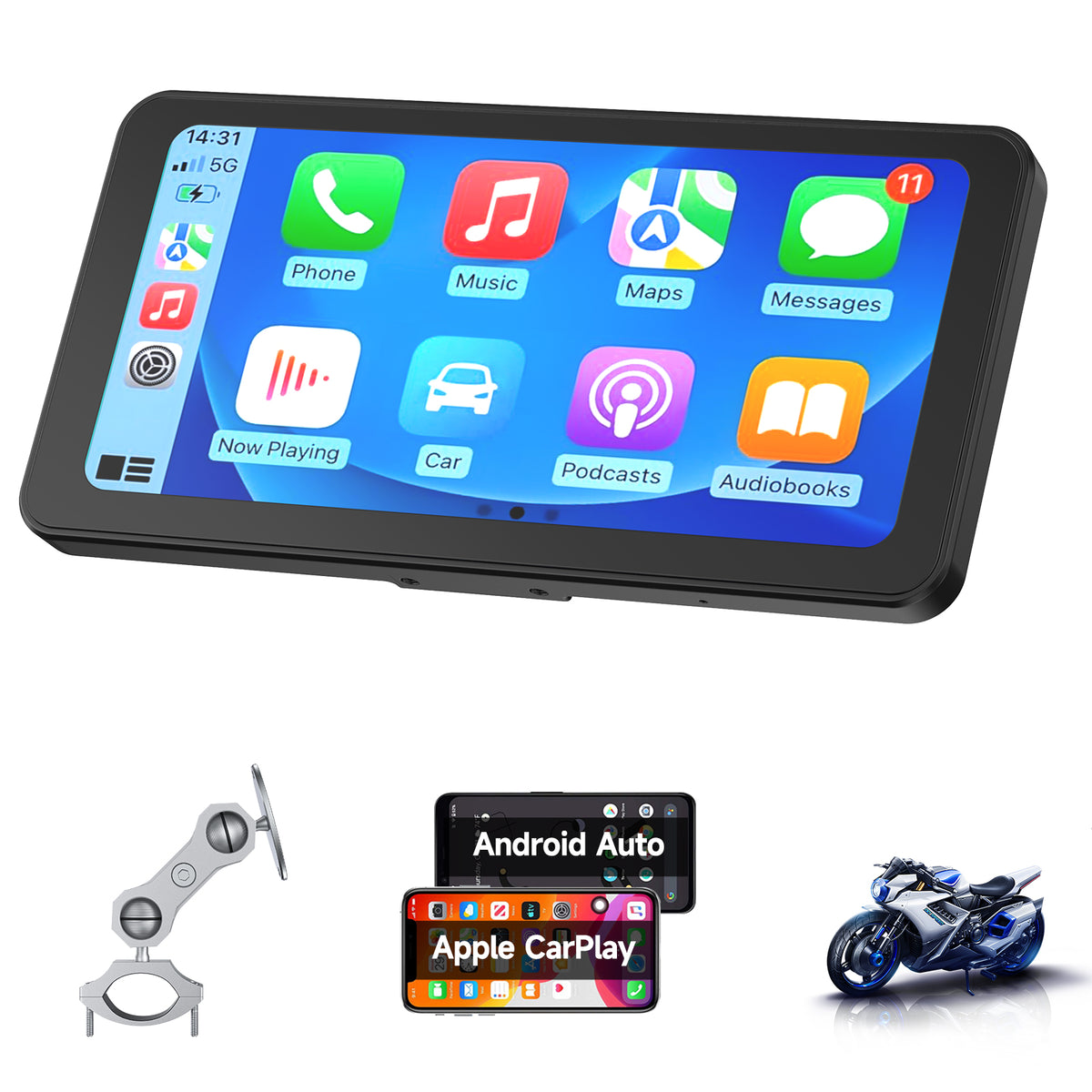 NaviCam CL871-6.25 Inch Portable Mototorcycl Wireless Apple Carplay/An ...